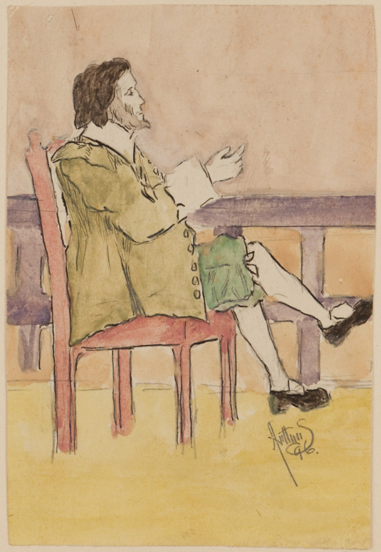 Profile of seated man in colonial costume – Works – Delaware Art Museum