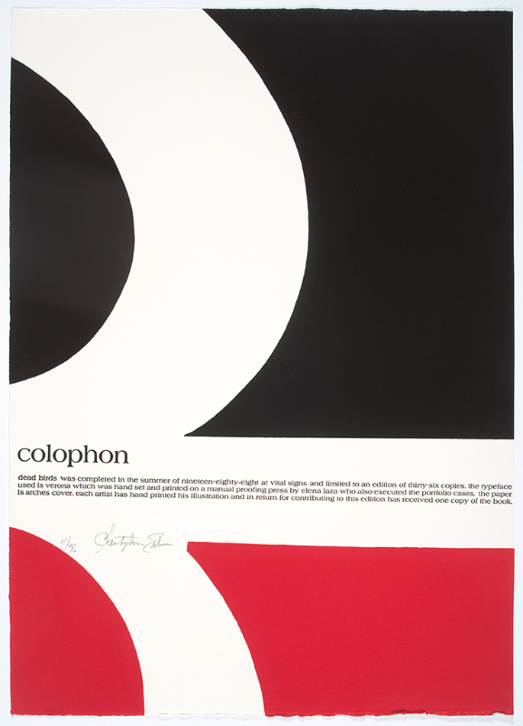 Dead Birds Preface; Colophon – Works – Delaware Art Museum